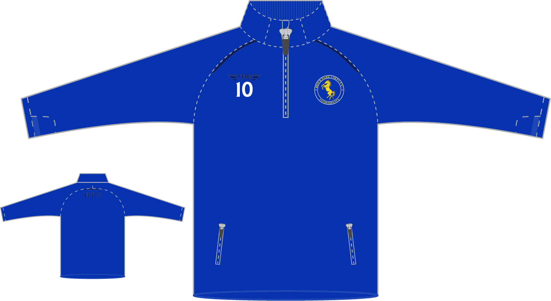 Hove Park Colts FC - Classic - Midlayer - 1/4 Zip - With Pockets - Tag ...