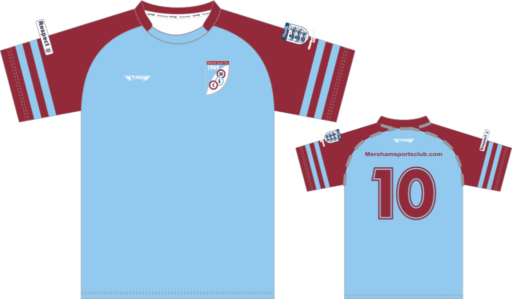 Mersham Sports FC - 2024/25 Home Jersey - S/S-Sky/Maroon - Tag Sportswear